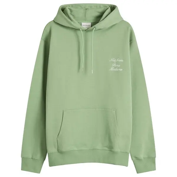 Drole De Monsieur Calligraphy Slogan Hoodie - Light Green