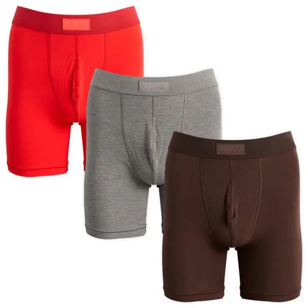 SKIMS Cotton Boxer Brief 5" 3-pack - Ruby Espresso Multi