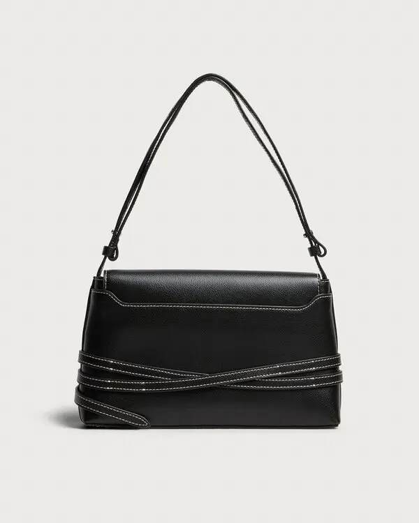 LIFFNER Belted Grained Leather Shoulder Bag