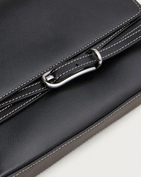 LIFFNER Belted Grained Leather Shoulder Bag