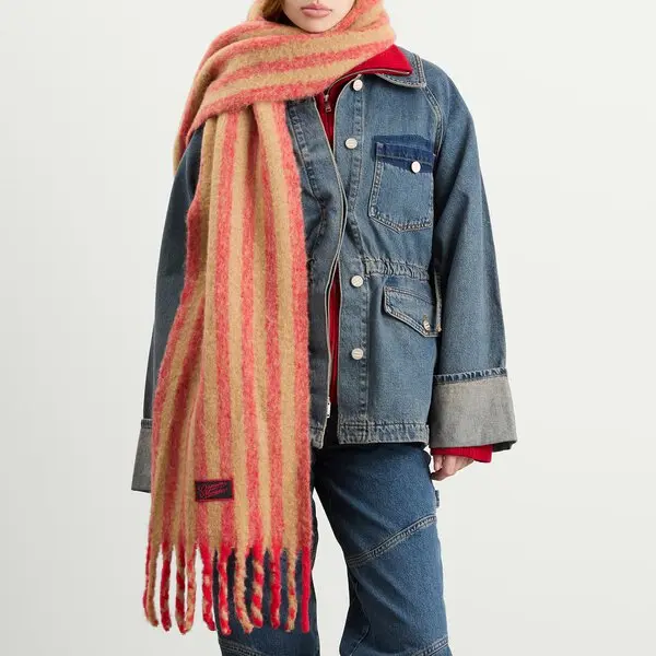 DAMSON MADDER Brushed Oversize Stripe Scarf | 100% Polyester | End Clothing