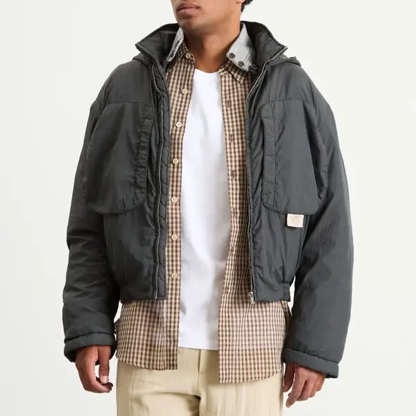 RANRA Purs Padded Nylon Hoodie Jacket - Peat