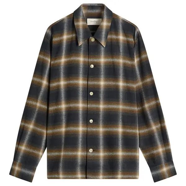 SECOND / LAYER Logan Ombre Long Sleeve Check Shirt - Olive Check