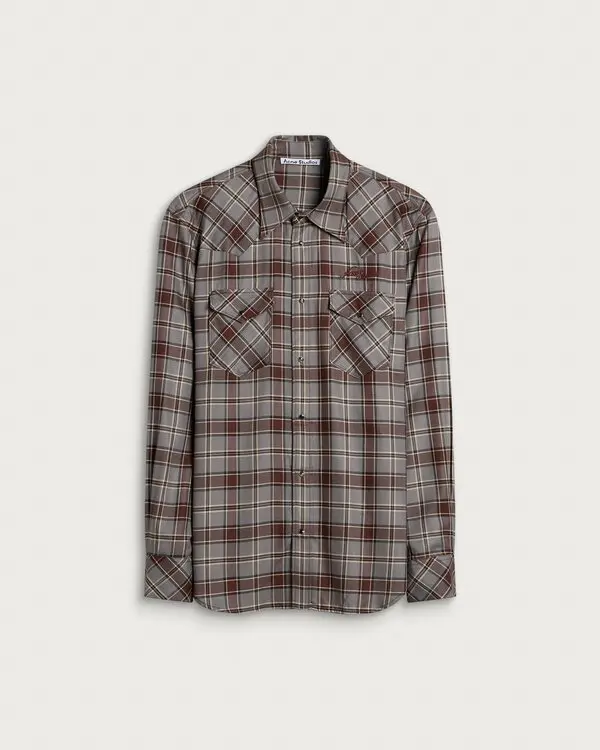 Acne Studios Surrow Check Flannel Long Sleeve Shirt