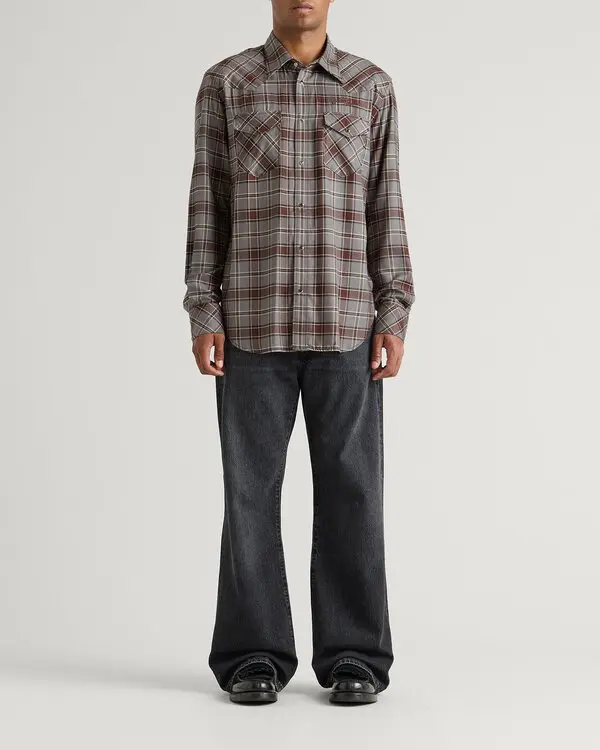 Acne Studios Surrow Check Flannel Long Sleeve Shirt