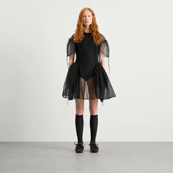 Simone Rocha Mini Puff Sleeve Cord Hip Dress