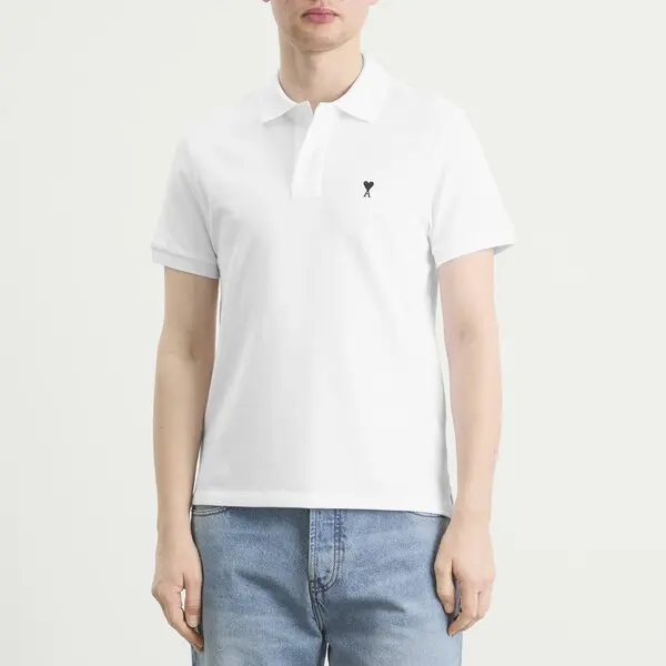 AMI Paris Contrasted De Coeur Polo Shirt