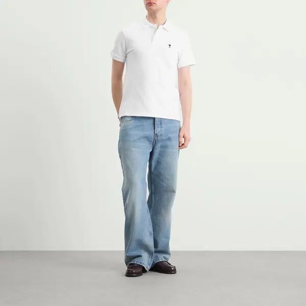 AMI Paris Contrasted De Coeur Polo Shirt