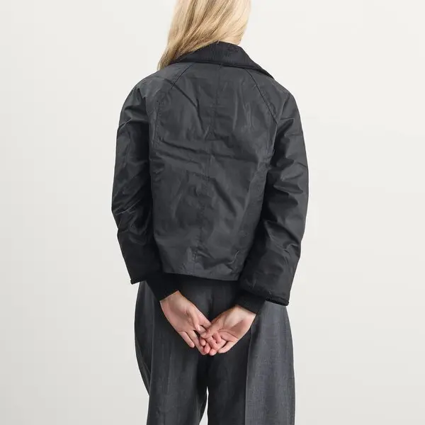 Barbour Cropped Beadnell Wax Jacket - Black/classic