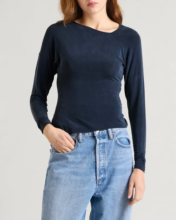 PEACHY DEN Cupro Balloon Sleeve Top