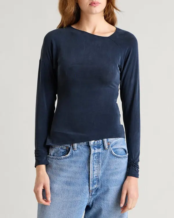 PEACHY DEN Cupro Balloon Sleeve Top