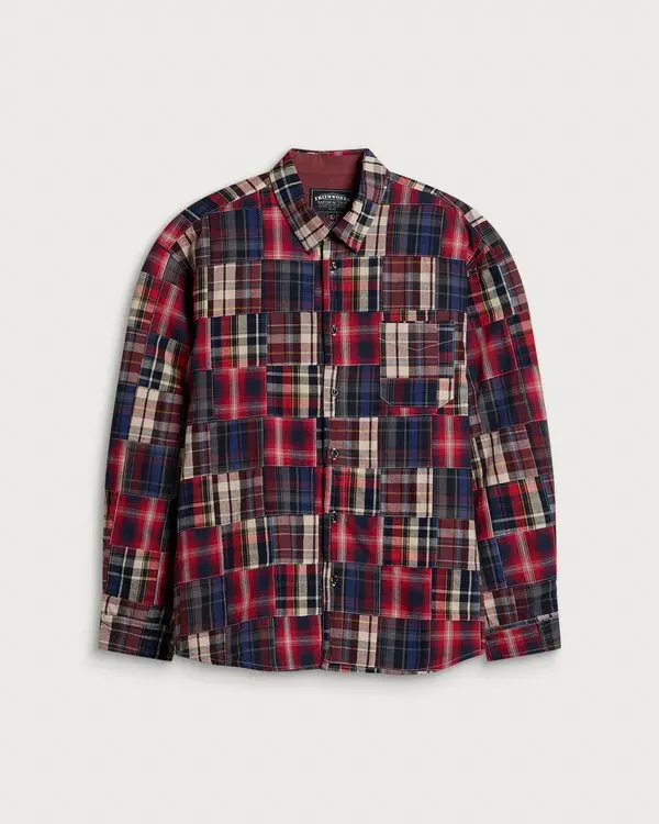 FRIZMWORKS Madras Patchwork Relaxed Shirt - Wine