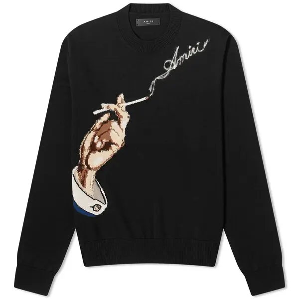 Amiri Smoke Logo Intarsia Crew Sweater Sweatshirt