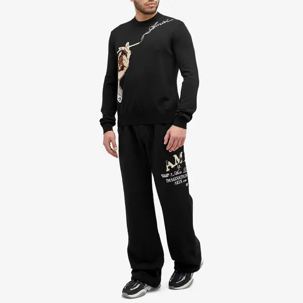 Amiri Smoke Logo Intarsia Crew Sweater Sweatshirt
