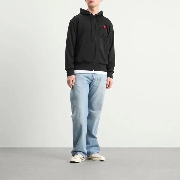 Play Comme Des Garcon Red Emblem Zip Hoodie