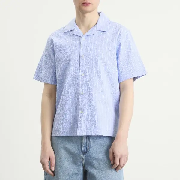WAX LONDON Didcot Seersucker Stripe Vacation Shirt