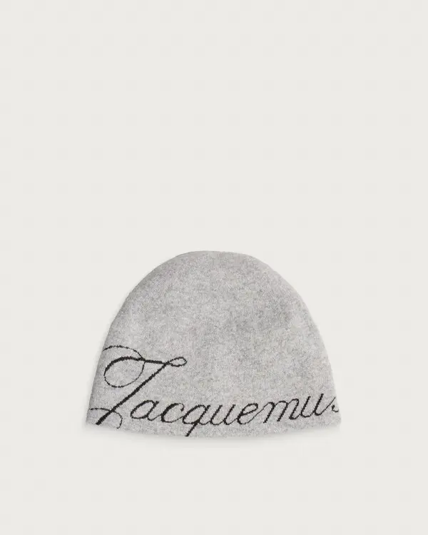 Jacquemus Script Logo Beanie - Grey