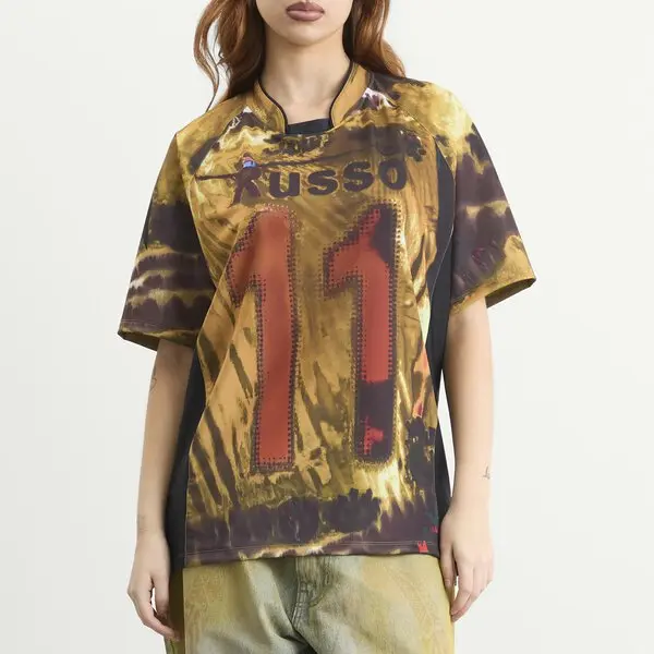 PAOLINA RUSSO Sport Loose Fit Shorts Sleeve Top - Mustard