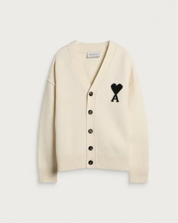 AMI Paris Contrasted Adc Cardigan - Nut/black