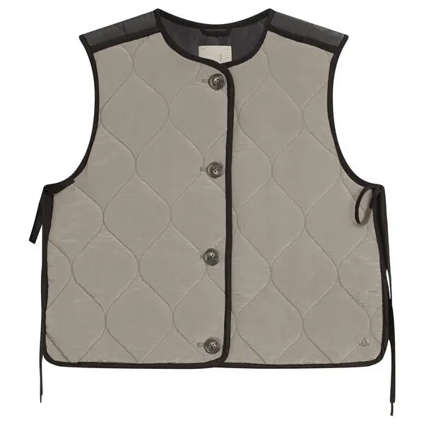 STEL Contrast Quilted Vest Jacket - Mud