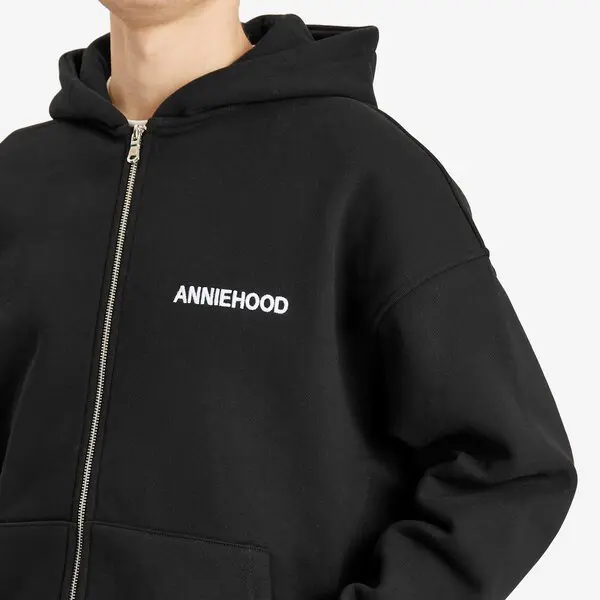 ANNIE HOOD Logo Zip Hoodie