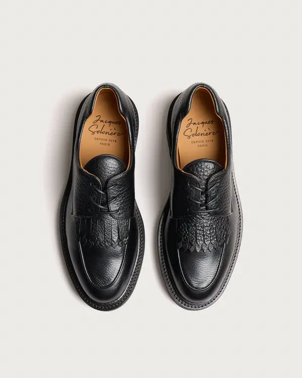 JACQUES SOLOVIERE Max Jumbo Grain Derbie Shoes - Black