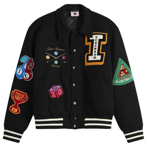 ICECREAM Trick Shot Collared Varsity Jacket