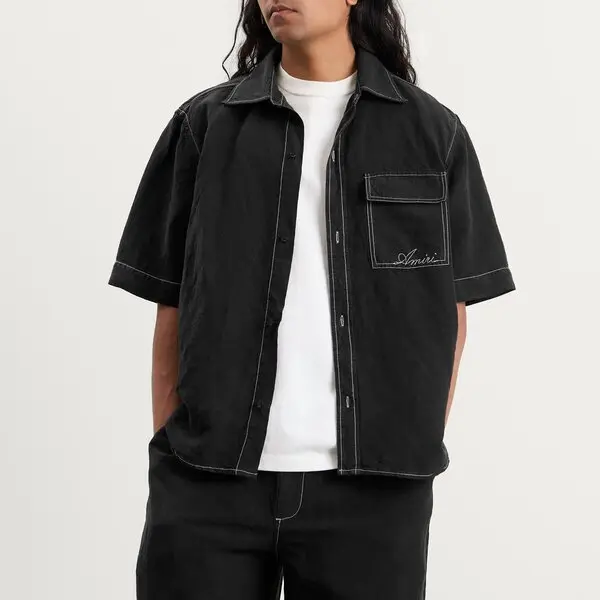 Amiri Script Linen Shirt
