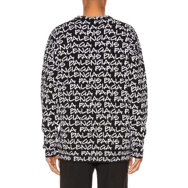 Balenciaga All Over Intarsia Jumper 'black White