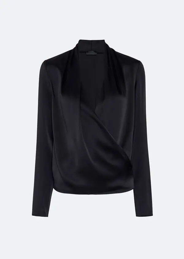 Lapointe Satin Wrap Top - Black