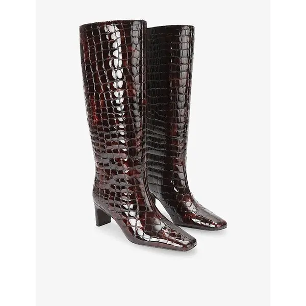 Steve Madden Jendi Heeled Patent-leather Knee-high Boots