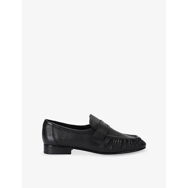 Steve Madden Crimsen Branded Leather Loafers - Black