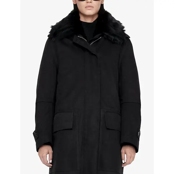 ALLSAINTS Seyka Shearling-collar Cotton-gabardine Coat