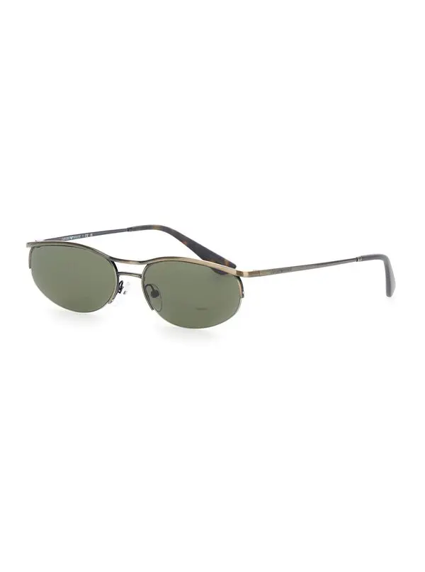 Emporio Armani Oval Sunglasses With Slim Temples And Logo Lettering