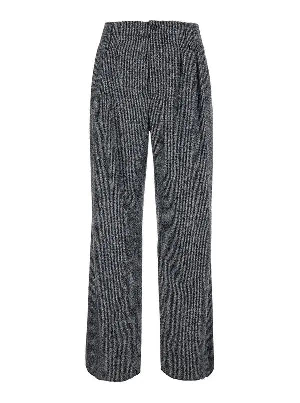 Emporio Armani Regular Fit Wool-silk Trousers With Belt Loops & Five-pocket Design - Grey