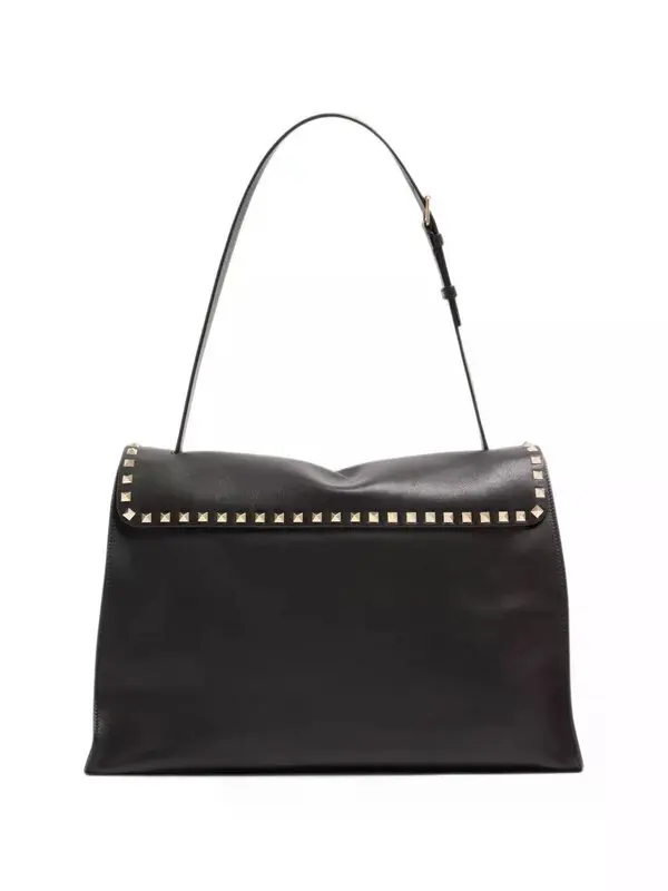Valentino Garavani Rockstud Maxxing Large Shoulder Bag In Smooth Calfskin - Black