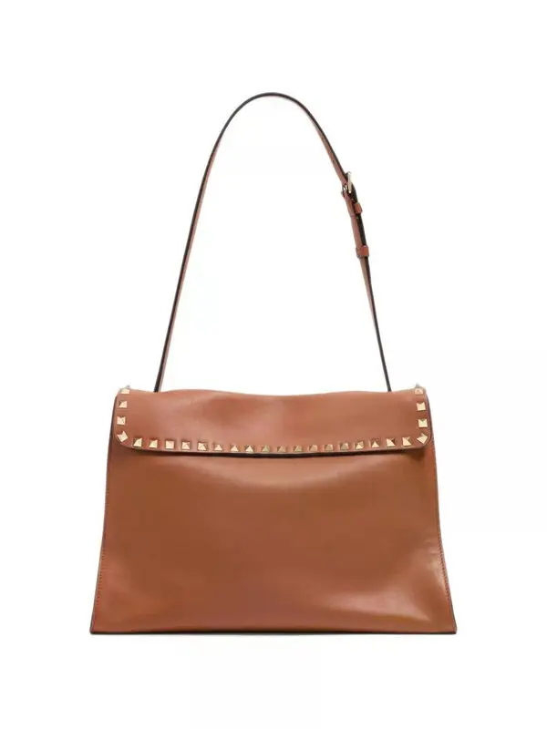 Valentino Garavani Rockstud Maxxing Medium Shoulder Bag In Smooth Calfskin - Brown