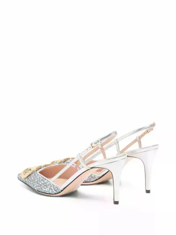 Valentino Garavani Vlogo Signature Metallic Tweed Pumps