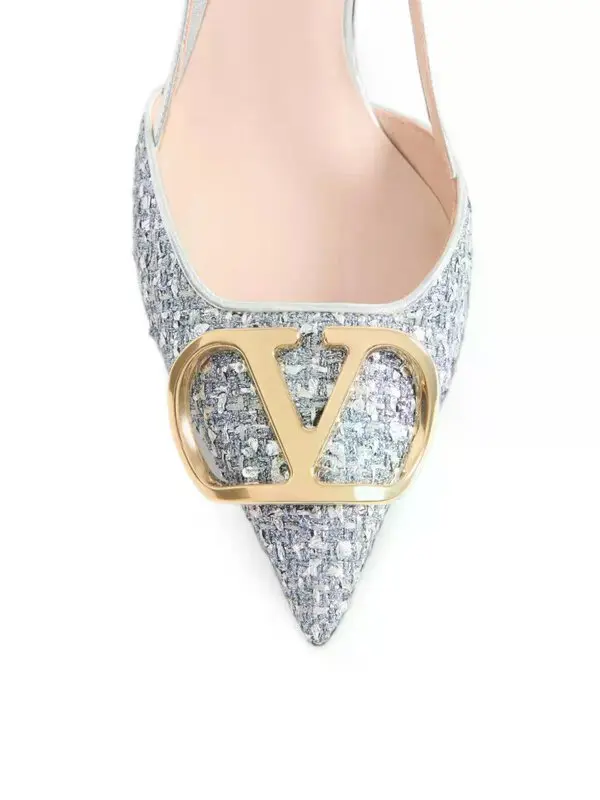 Valentino Garavani Vlogo Signature Metallic Tweed Pumps