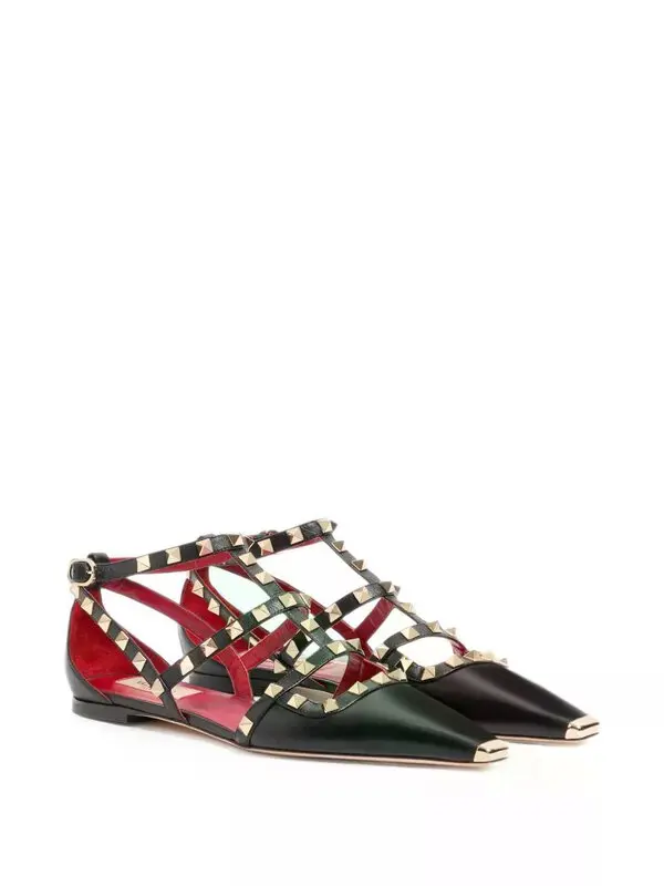 Valentino Garavani Rockstud Leather Ballet Flats - Black