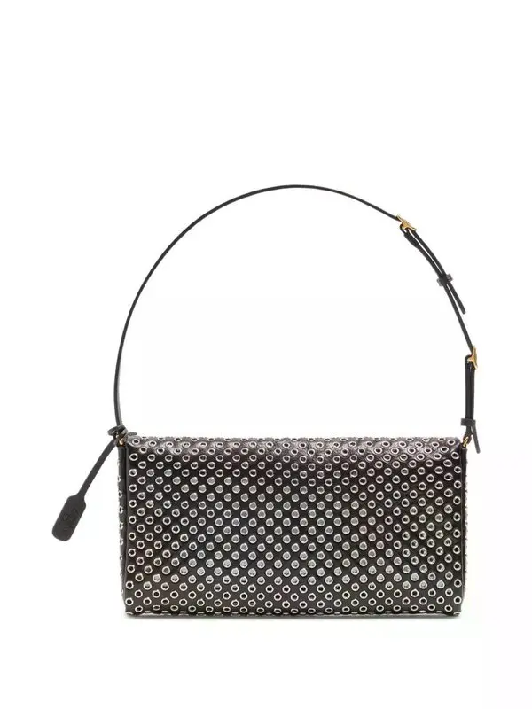 Valentino Garavani Devain Eyelet-embellished Shoulder Bag - Black