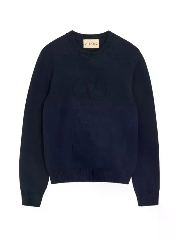 Valentino Garavani Logo-embroidered Sweater - Blue