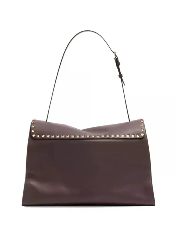 Valentino Garavani Rockstud Maxxing Large Shoulder Bag In Smooth Calfskin - Brown