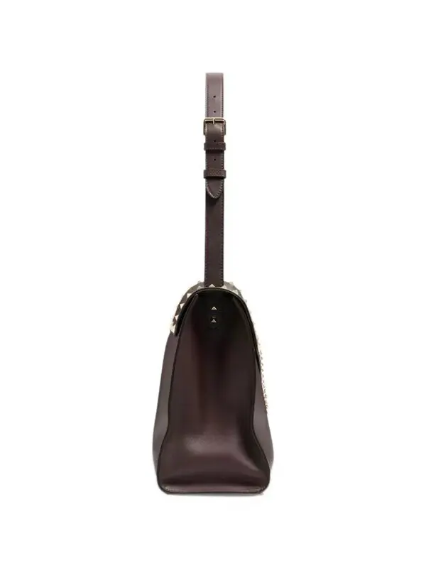 Valentino Garavani Rockstud Maxxing Large Shoulder Bag In Smooth Calfskin - Brown