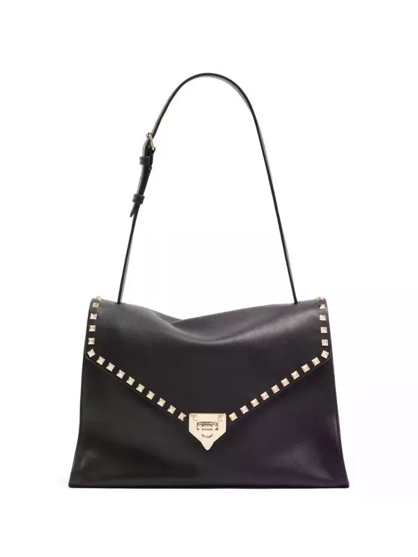 Valentino Garavani Rockstud Maxxing Medium Shoulder Bag In Smooth Calfskin - Black