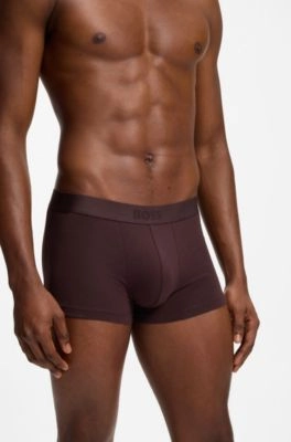 BOSS Three-pack Of Stretch-cotton Trunks With Logo Waistbands
