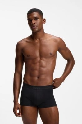 BOSS Three-pack Of Stretch-cotton Trunks With Logo Waistbands