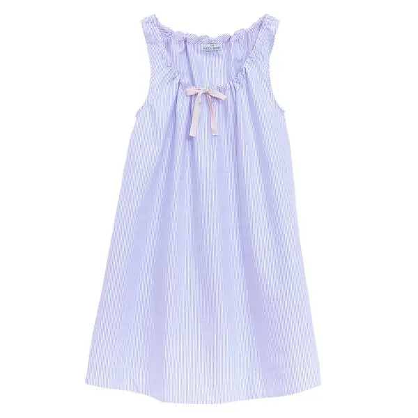 THE SLEEP SHIRT Sleeveless Nightie In Lavender Oxford Stripe