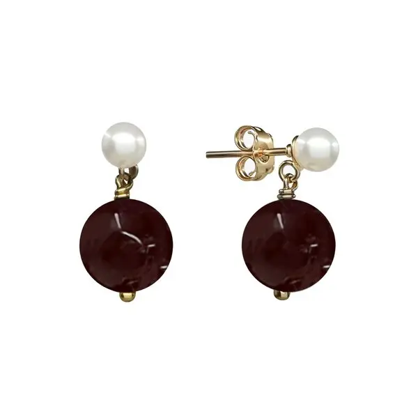 TOKEN & PEARL Garnet Pearl Stud Earrings