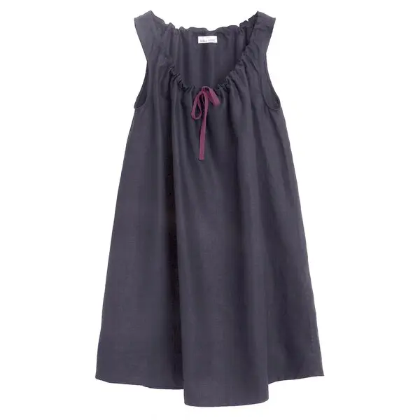 THE SLEEP SHIRT Sleeveless Nightie In Charcoal Linen